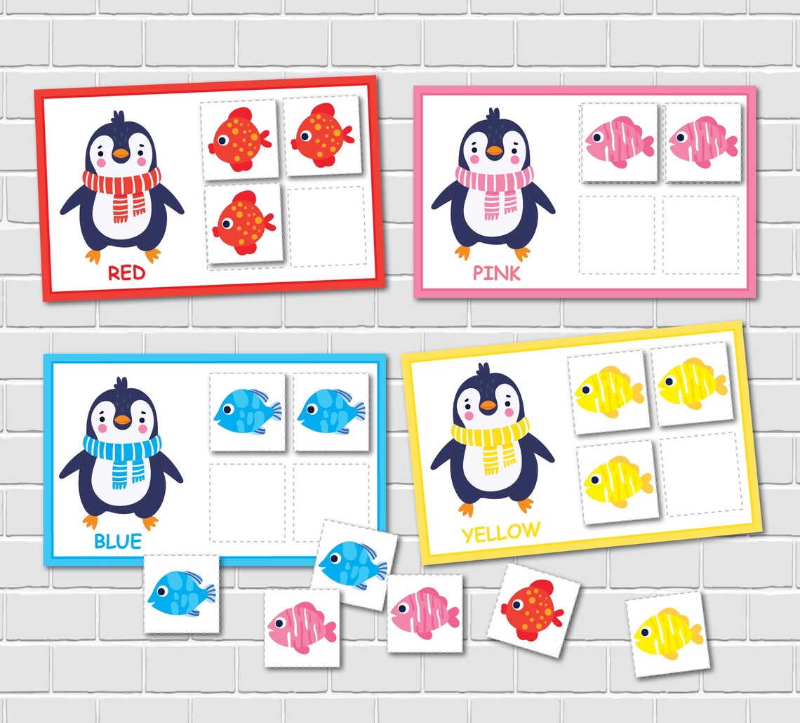 Penguin Color Matching Activity for Kids, Winter Activities, Toddler ...