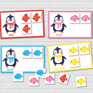 Penguin Color Matching Activity for Kids, Winter Activities, Toddler ...