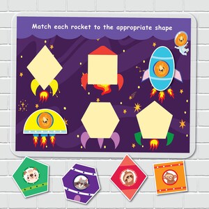 Shape Matching Activity, 2D Shapes, Space Busy Book Page, File Folder ...