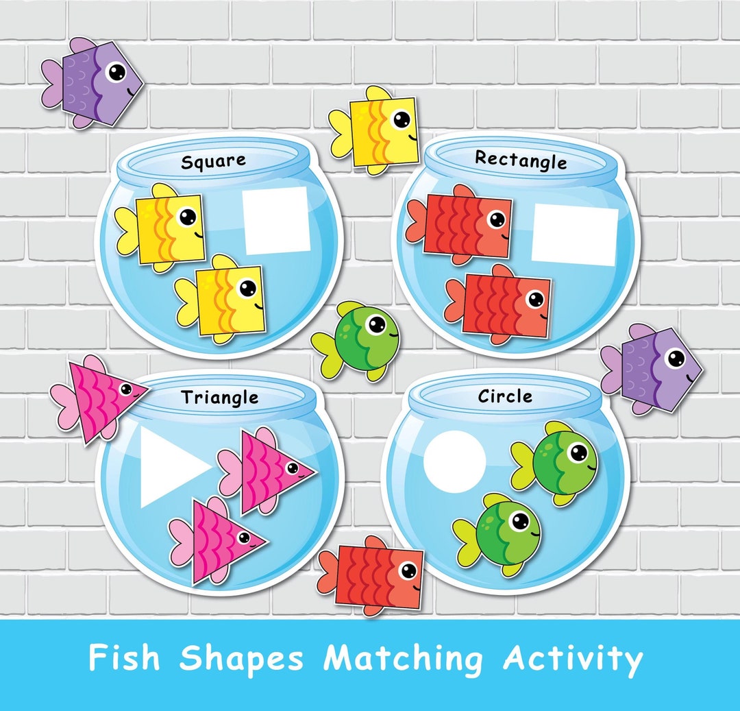 Fish Shapes and Fishbowl Sorting Mats, 2D Shapes Center, Busy Book Page ...