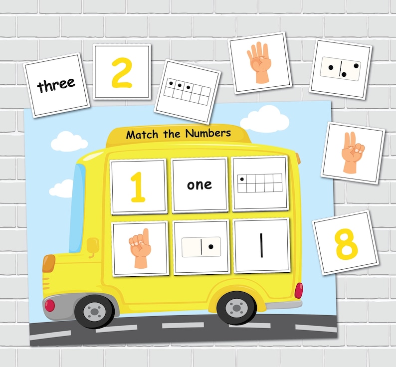 Numbers 1-10 Matching Activity for Kids. Toddler Count and Match Game ...