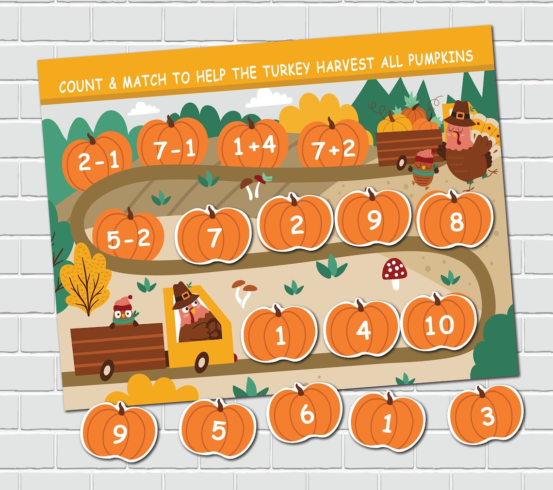 Addition and Subtraction Fall Activity Preschool Math - Etsy