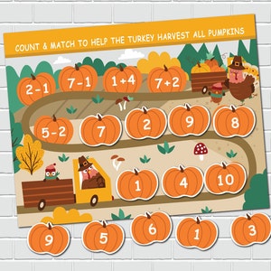 Addition and Subtraction Fall Activity, Preschool Math Activities ...