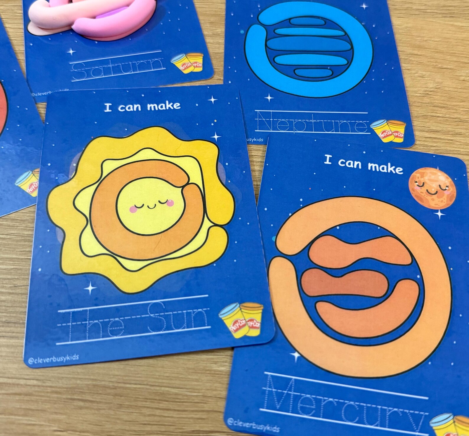 Planets Play Doh Mats, Space Theme Visual Cards, Printable Play Dough ...