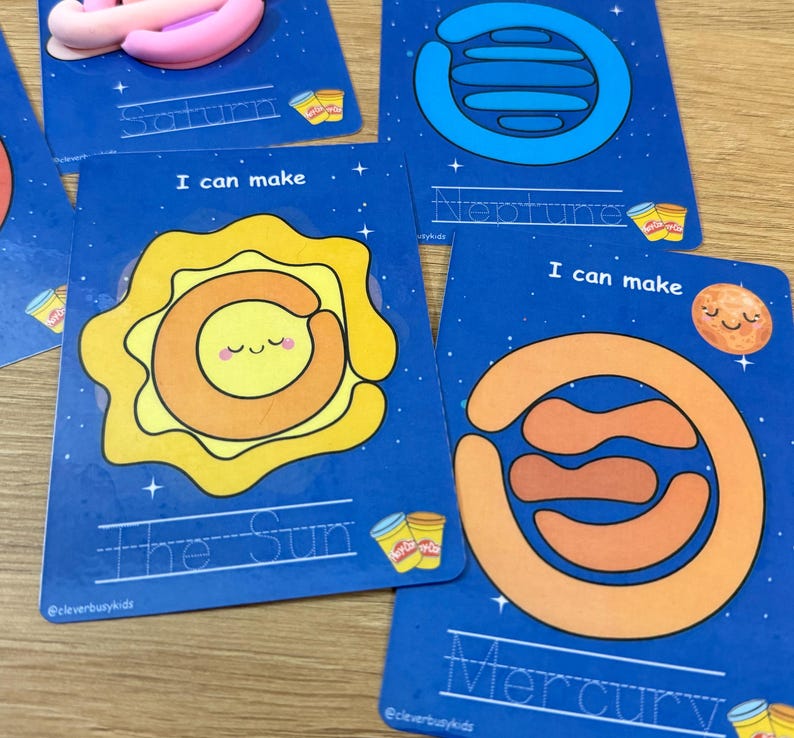 Planets Play Doh Mats, Space Theme Visual Cards, Printable Play Dough ...