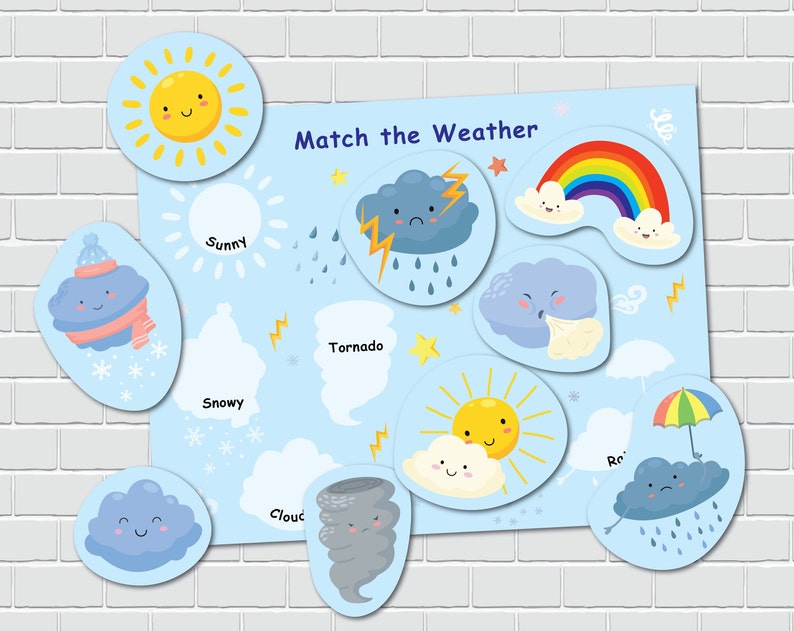 Weather Matching Activity, Toddler Busy Book Page, Learning Binder ...