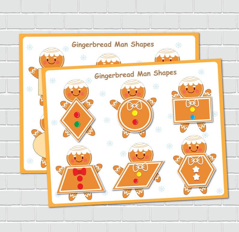 Gingerbread Man Shape Matching Game, 2D Shapes, Christmas Activity ...