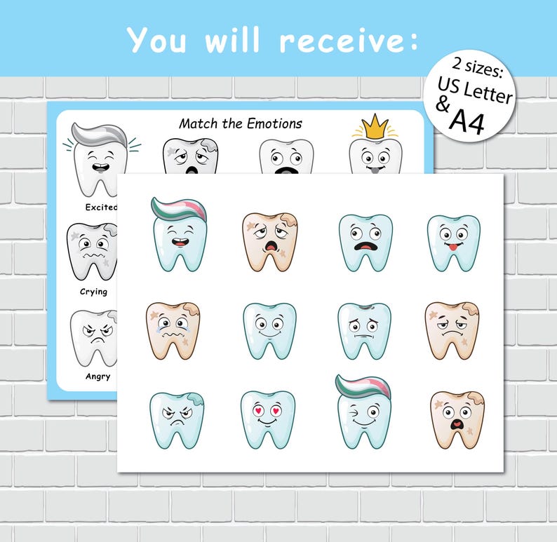 Teeth Emotions Matching Activity for Kids, Dental Health Printable ...