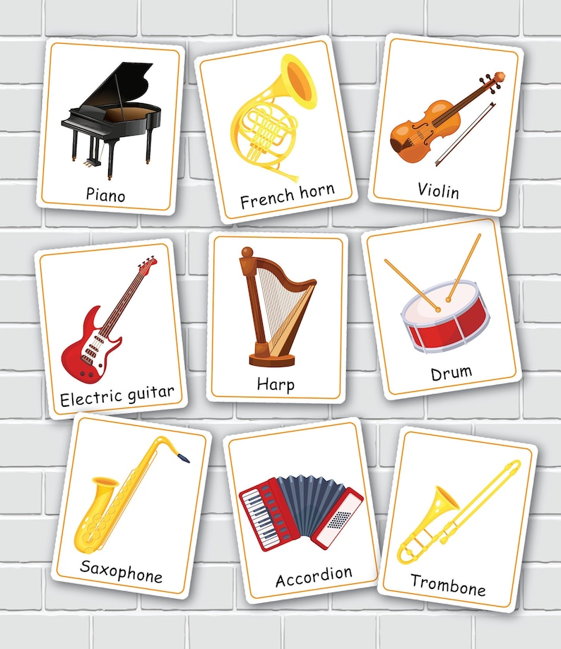 Musical Instruments Flash Cards Toddler Printable Activity - Etsy