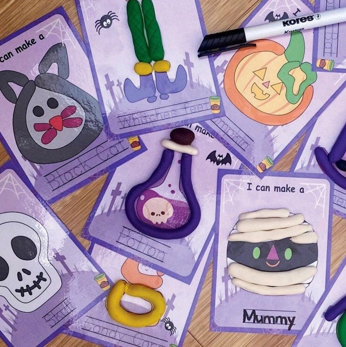 Halloween Play Dough Mats Printable Play Doh Preschool - Etsy