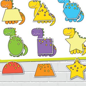 Dinosaur Shape Matching Activity, 2D Shapes, Toddler Busy Book Page ...