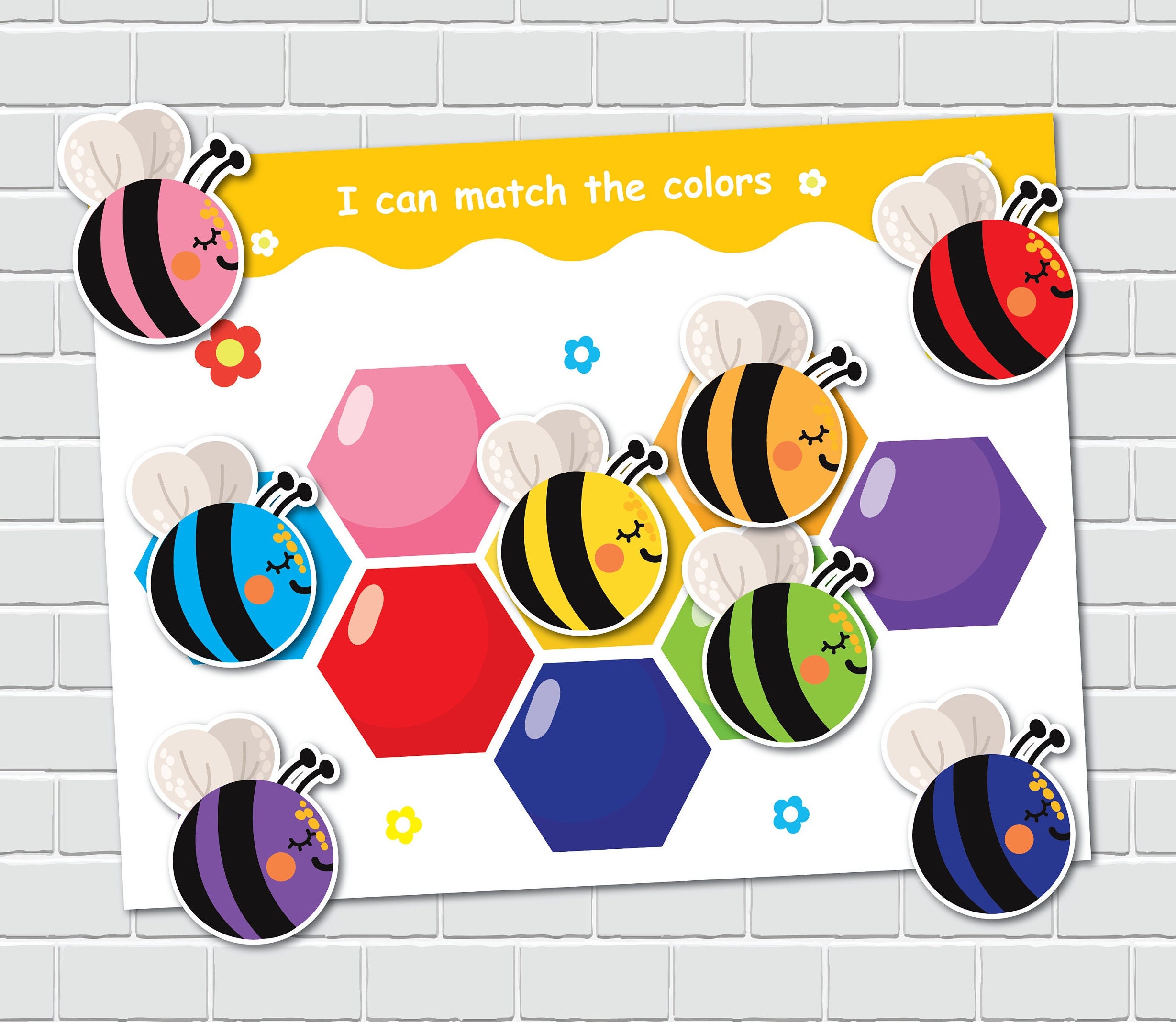 Bee Color Matching Activity, Toddler Printable, Montessori Materials ...