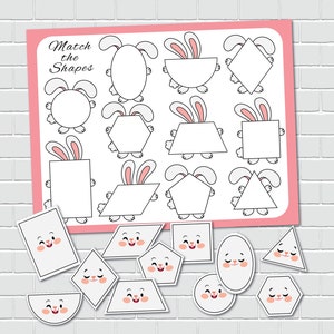 Bunny Shape Matching Activity, 2D Shapes, Easter Busy Book Page, File ...