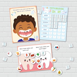 Dental Health Preschool Printable Activity for Kids, Teeth Brushing ...