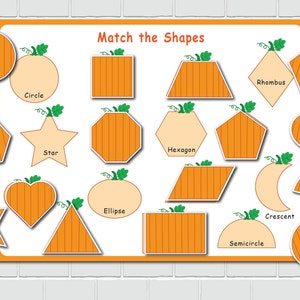 Pumpkin Shapes Matching Activity: Toddler Learning Printable (digital ...