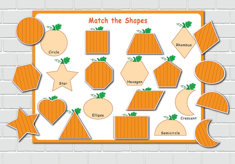 Pumpkin Shapes Matching Activity: Toddler Learning Printable (digital ...