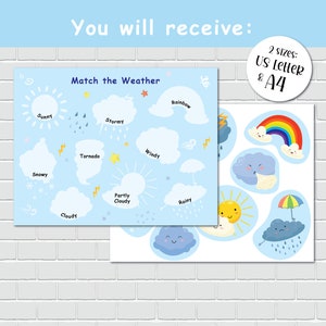 Weather Matching Activity, Toddler Busy Book Page, Learning Binder ...