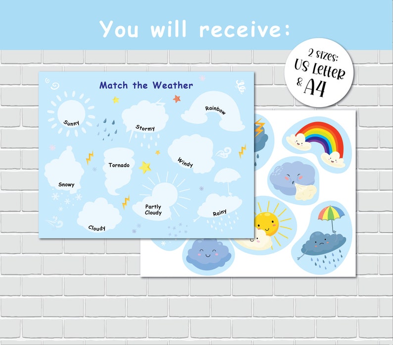 Weather Matching Activity Toddler Busy Book Page Learning - Etsy