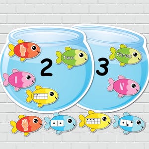 Fish and Fishbowl Numbers Matching Activity, Preschool Math Centers ...