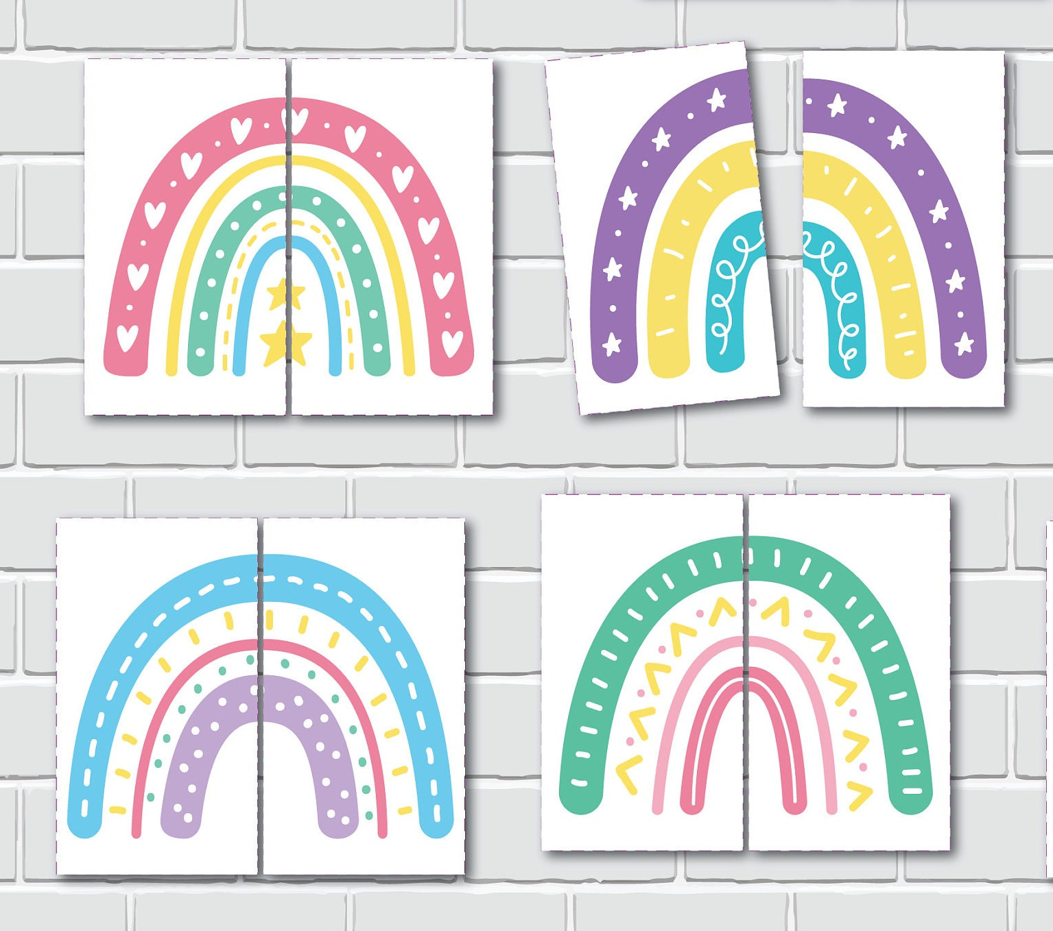 Rainbow Symmetry Matching Game: Toddler Preschool Activity (digital ...