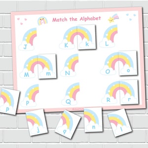 Rainbow Alphabet Matching Activity. Toddler Busy Book Page. Preschool ...
