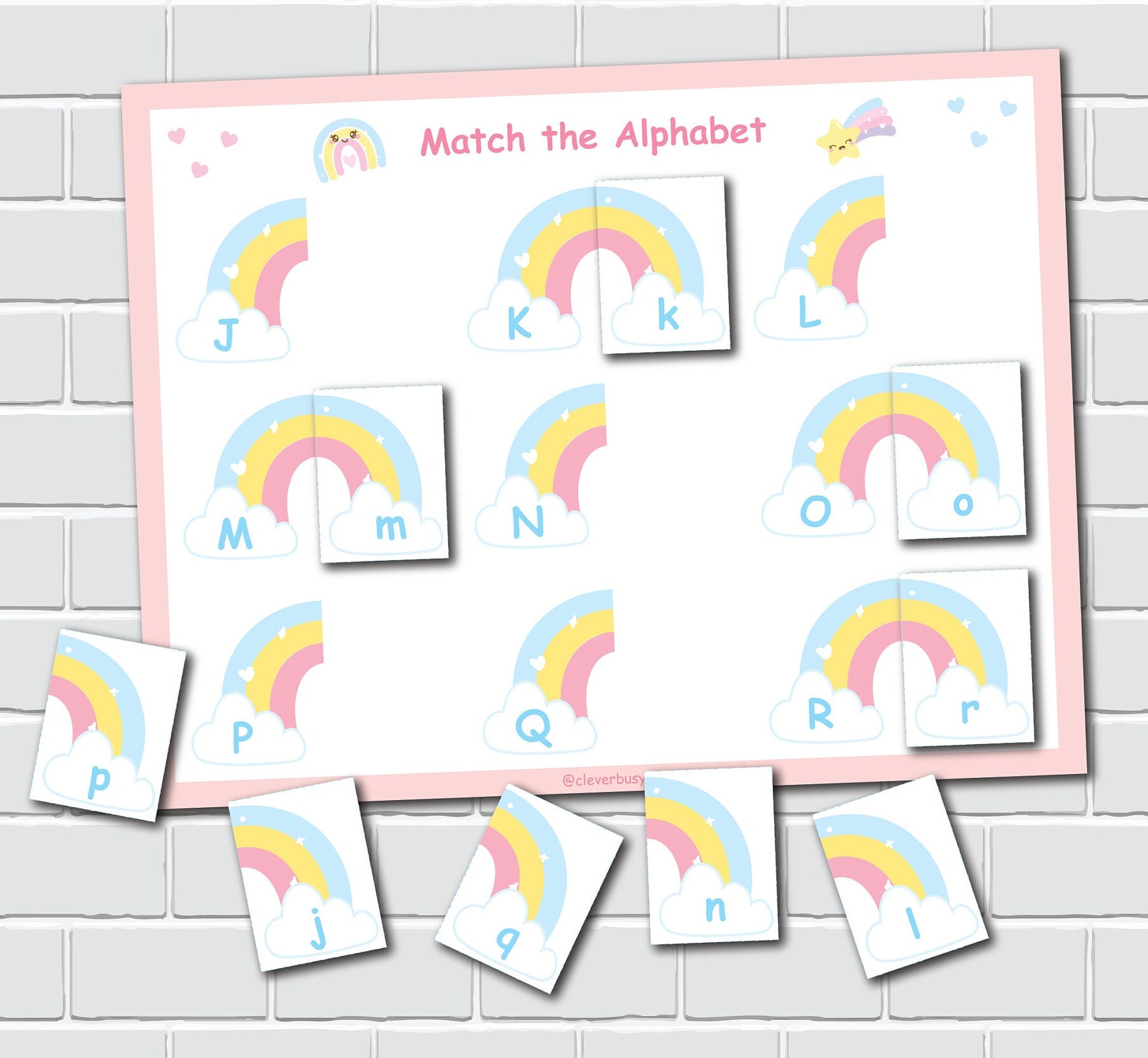 Rainbow Alphabet Matching Activity. Toddler Busy Book Page. Preschool ...