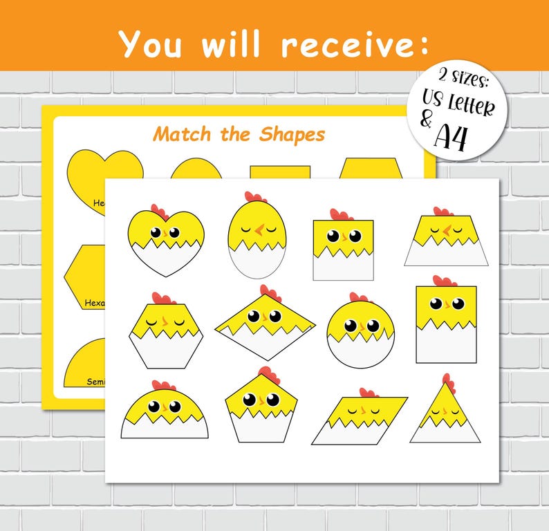 Chick Shape Matching Activity: Farm Busy Book Page (digital Download ...