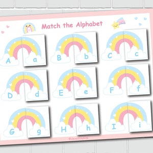 Rainbow Alphabet Matching Activity. Toddler Busy Book Page. Preschool ...