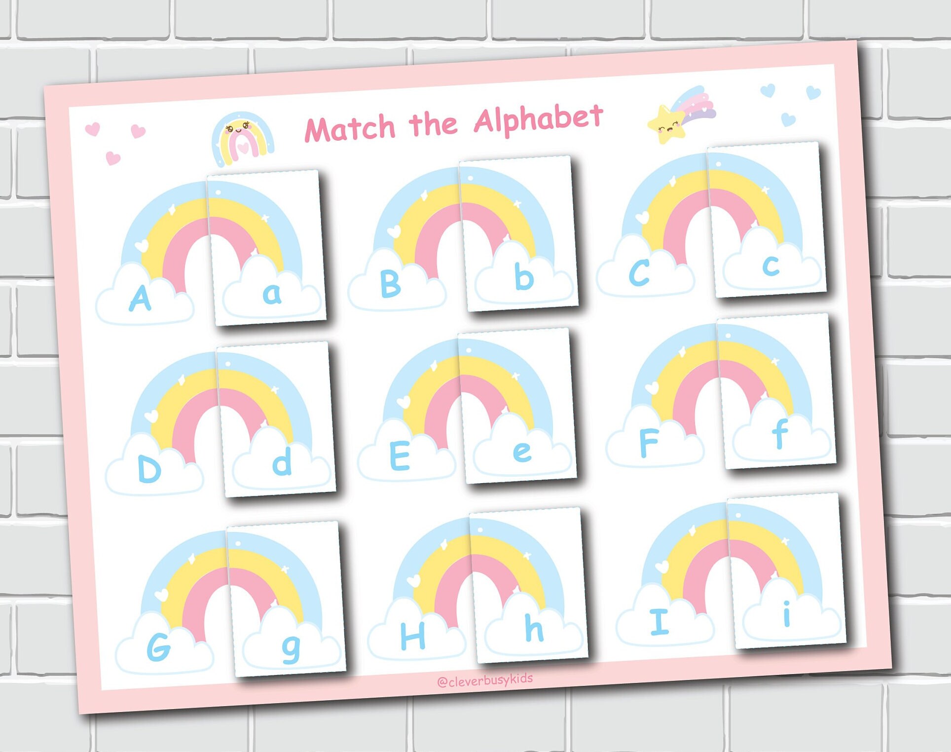 Rainbow Alphabet Matching Activity. Toddler Busy Book Page. Preschool ...