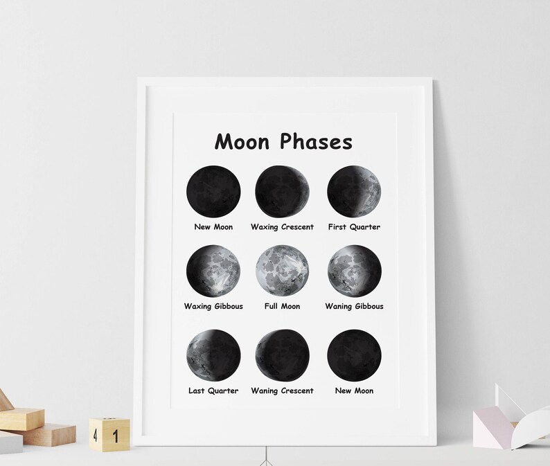 Moon Phases Educations Poster for Kids Homeschool Decor - Etsy