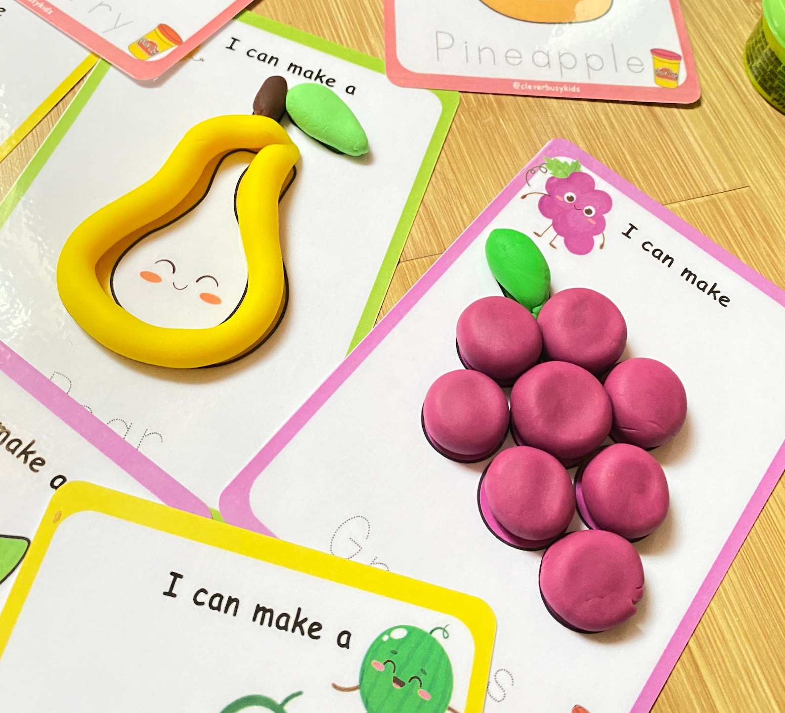 Play Doh Mats, Fruits Printable Play Dough, Montessori Play Doh ...