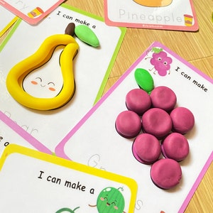 Play Doh Mats, Fruits Printable Play Dough, Montessori Play Doh ...