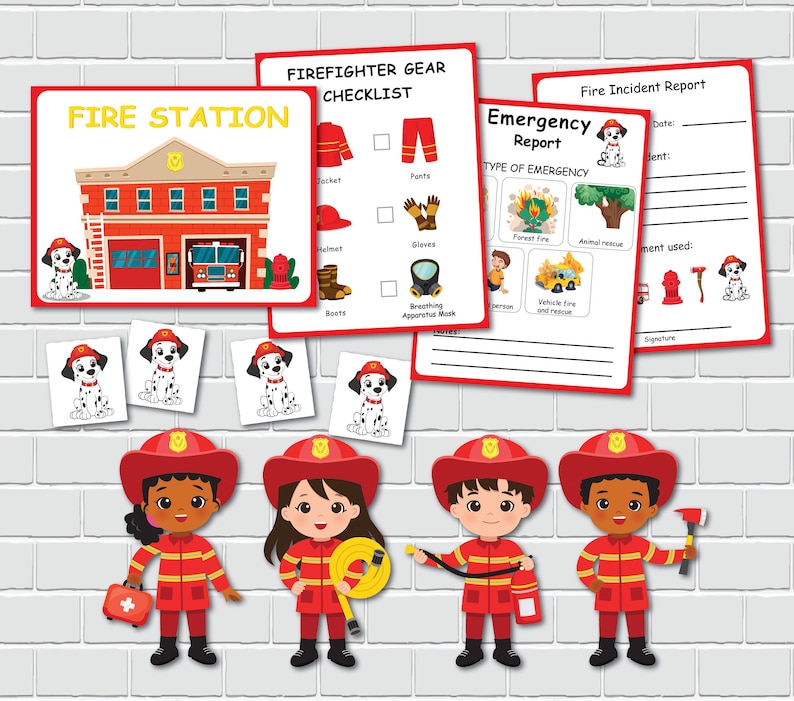 Fire Station Pretend Play, Printable Firefighter Dramatic Play ...