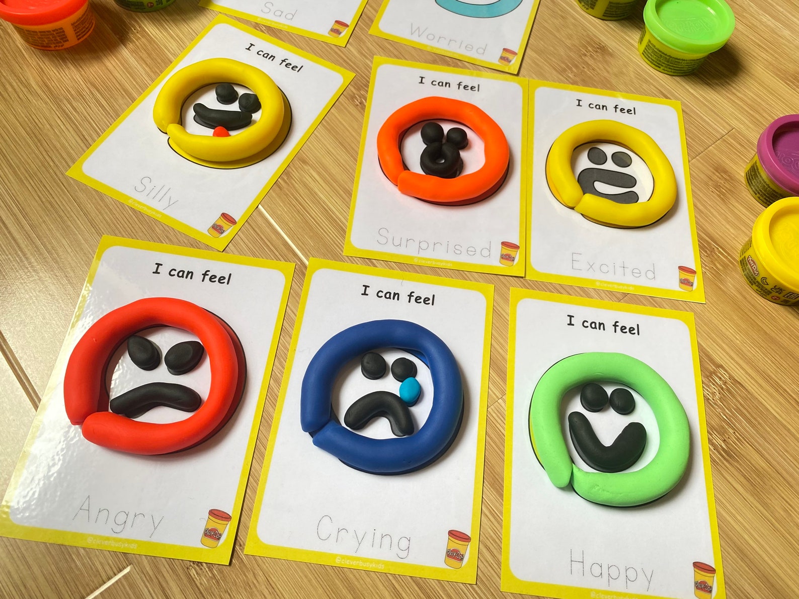 Emotions Play Doh Mats Activity, Printable Play Dough, Montessori Play ...