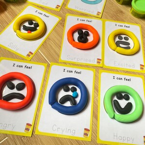 Emotions Play Doh Mats Activity, Printable Play Dough, Montessori Play ...