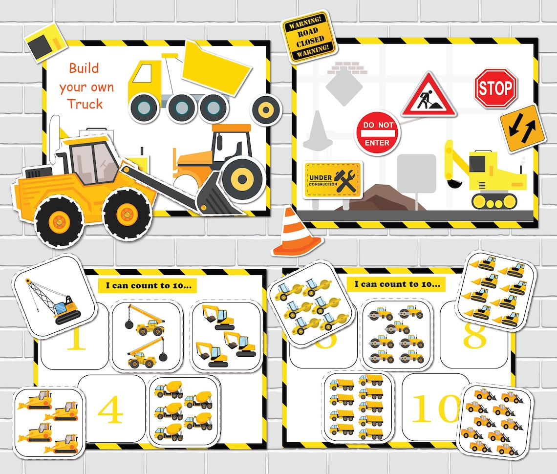 Busy Book Bundle Construction Theme Toddler Learning Binder - Etsy