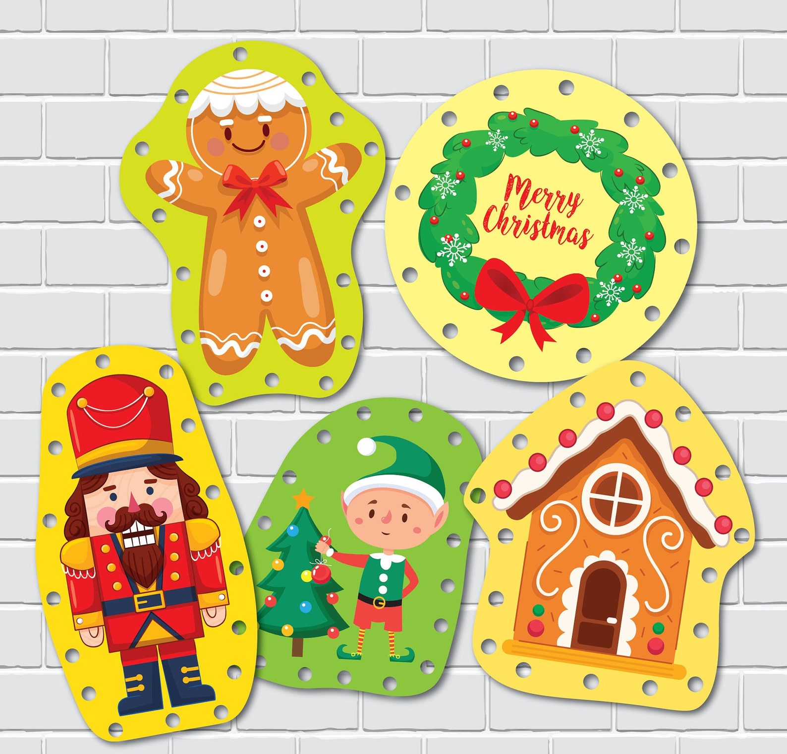 Christmas Lacing Cards, Preschool Fine Motor Skills Activity, Toddler ...