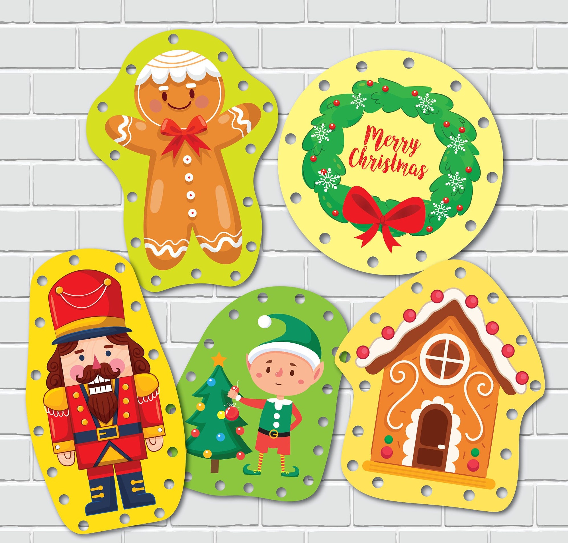 Christmas Lacing Cards, Preschool Fine Motor Skills Activity, Toddler ...