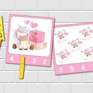 Unicorns Clip and Count, Counting Activity, Preschool Learning ...