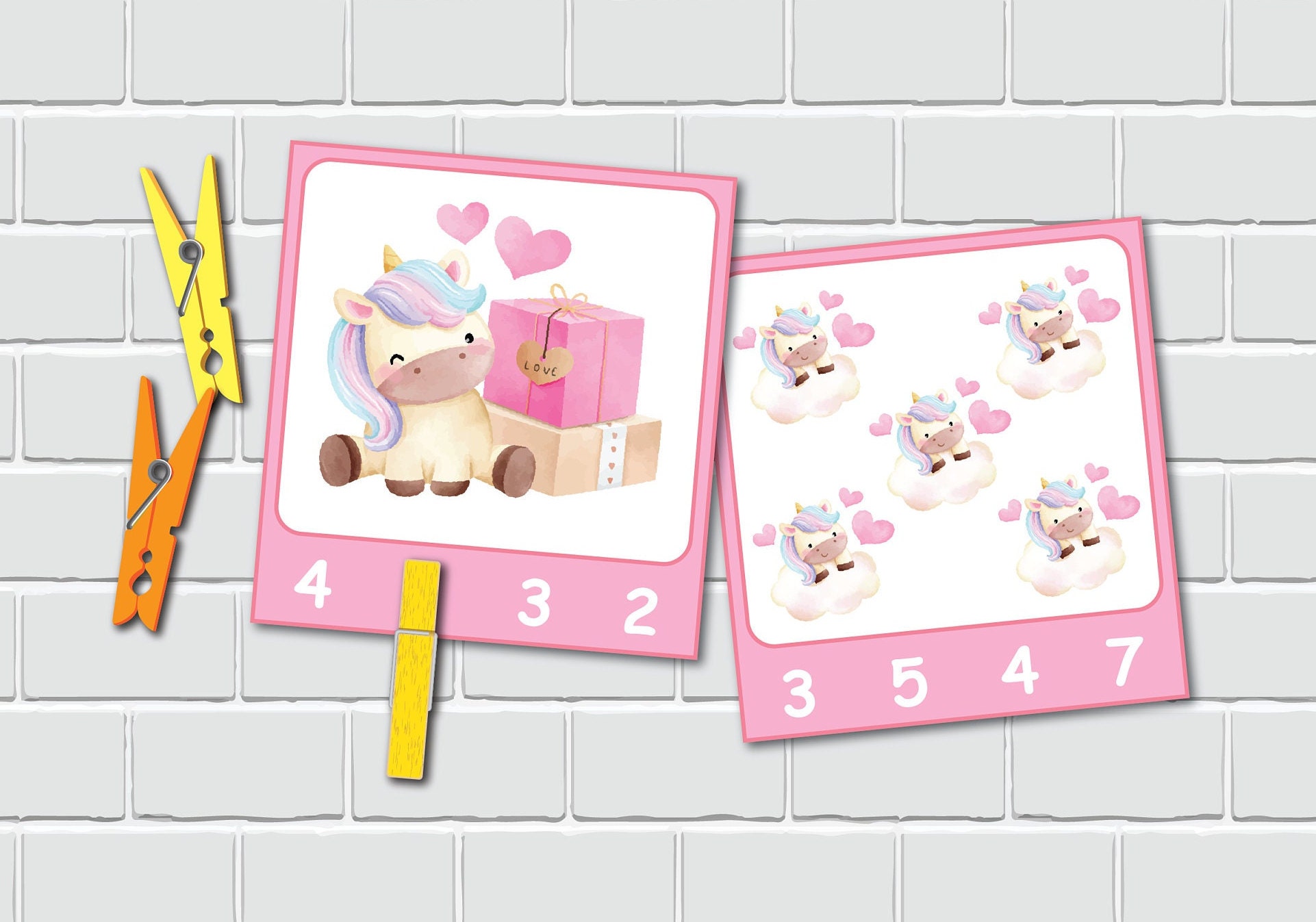 Unicorns Clip and Count, Counting Activity, Preschool Learning ...