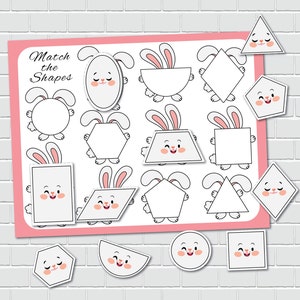 Bunny Shape Matching Activity, 2D Shapes, Easter Busy Book Page, File ...