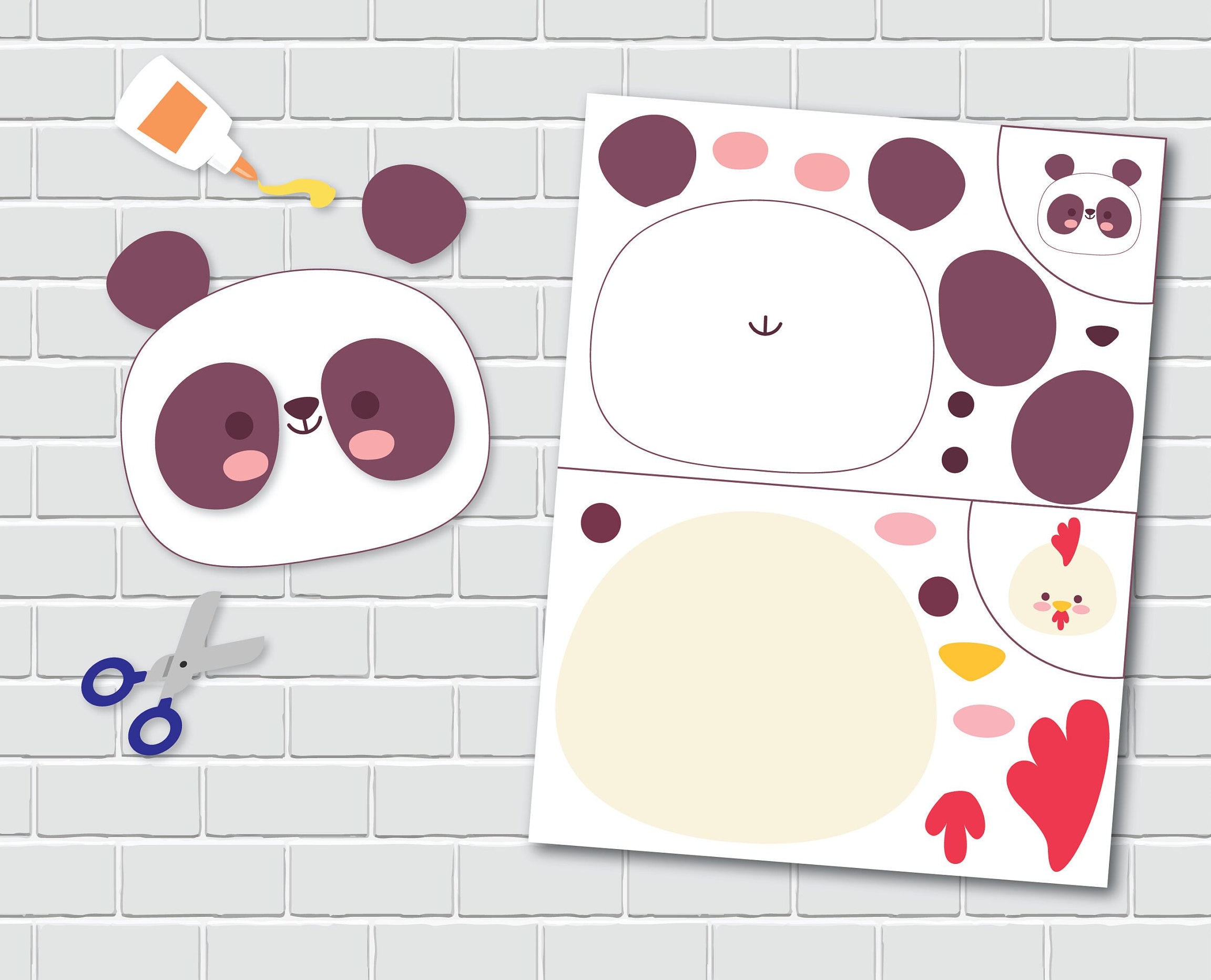 Cut Out and Glue Animals Crafts for Kids. Cut Out and Paste - Etsy