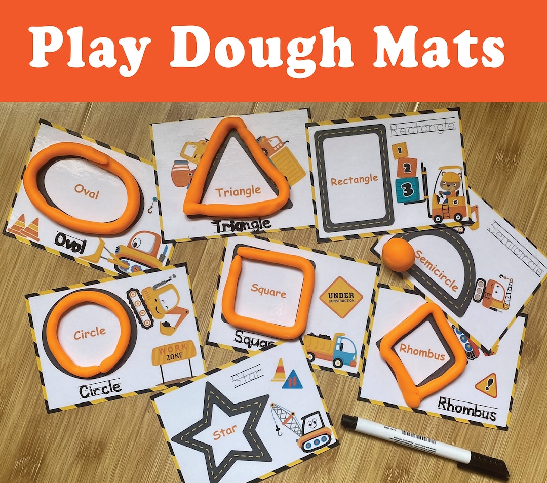 Shapes Play Dough Mats, 2D Shapes, Construction Trucks, Printable ...