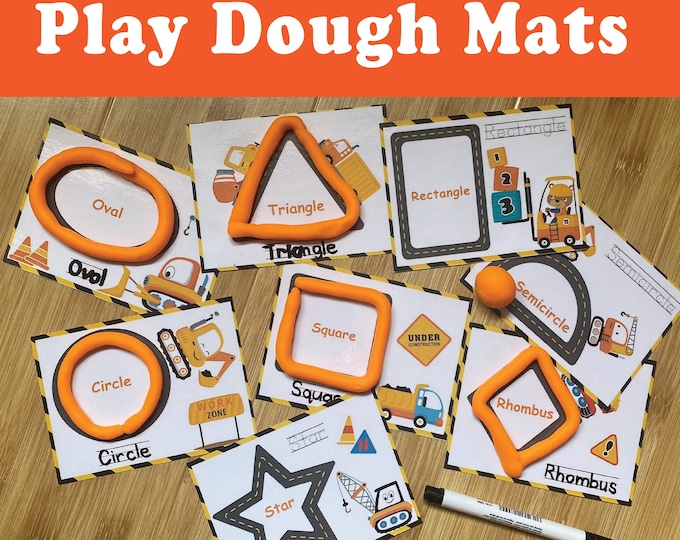 Shapes Play Dough Mats, 2D Shapes, Construction Trucks, Printable ...