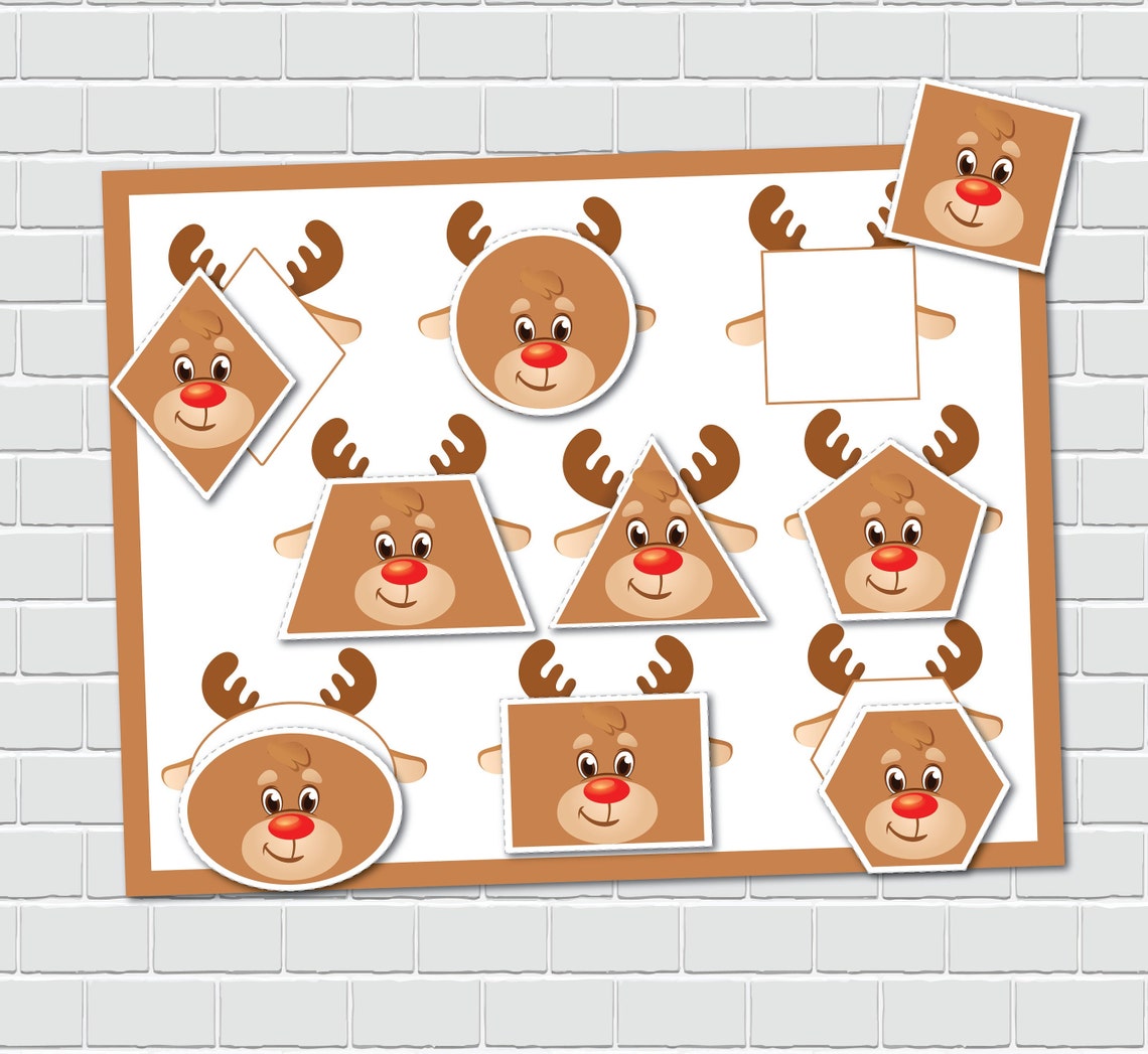 Reindeer Shape Matching Activity, 2D Shapes, Winter Busy Book Page ...