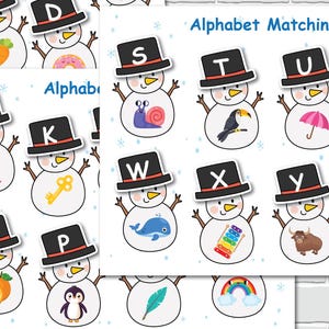 Snowman Alphabet Matching Game, Winter Activity (digital Download) - Etsy