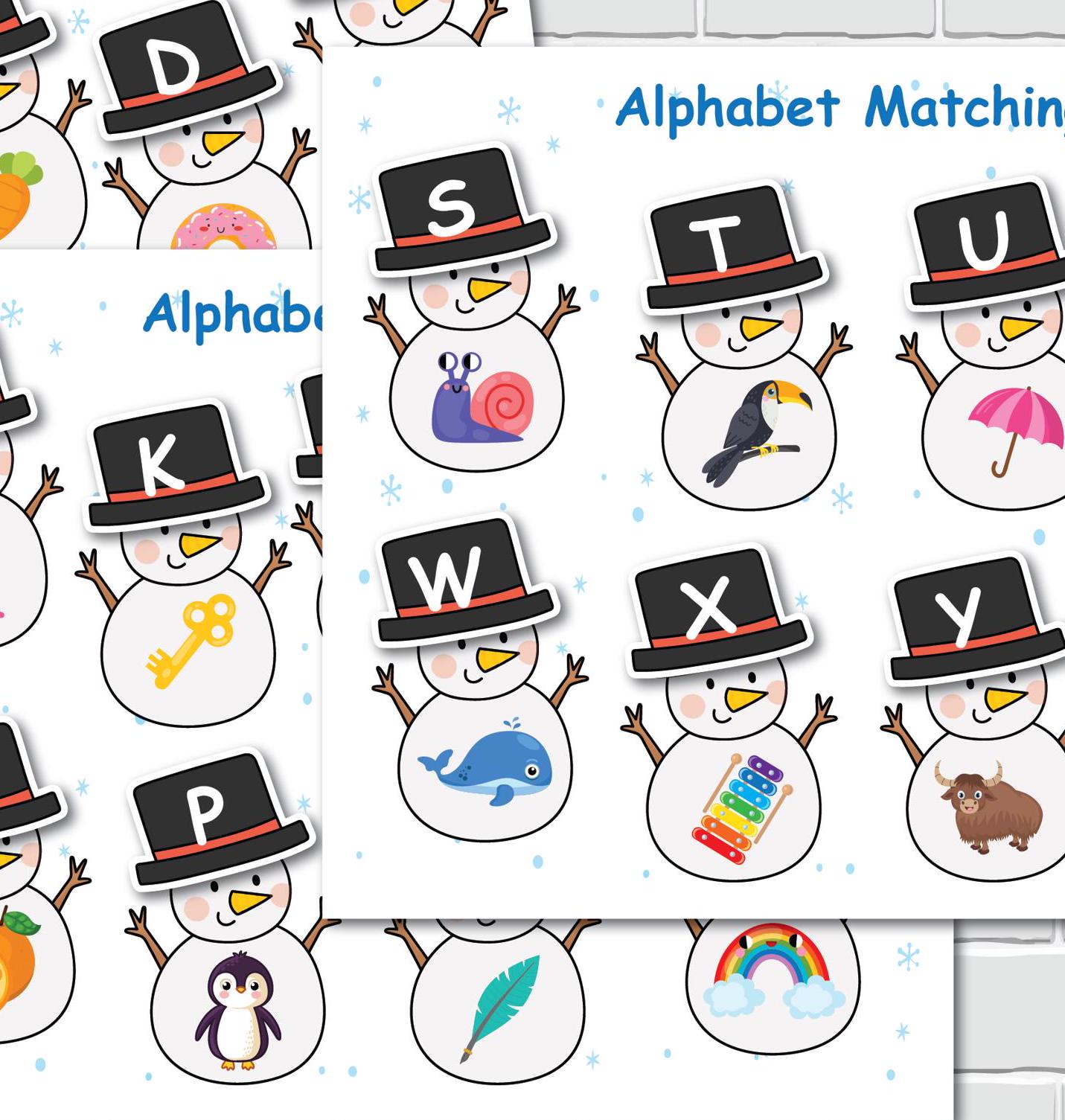 Snowman Alphabet Matching Game, Winter Activity (digital Download) - Etsy