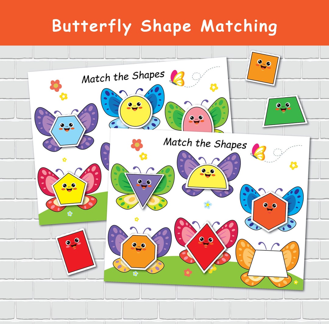 Butterflies Shape Matching Activity, 2D Shapes, Summer Busy Book Page ...