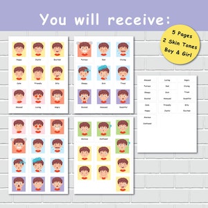 Emotions Flashcards, Feelings 3 Part Cards, Montessori Printable ...