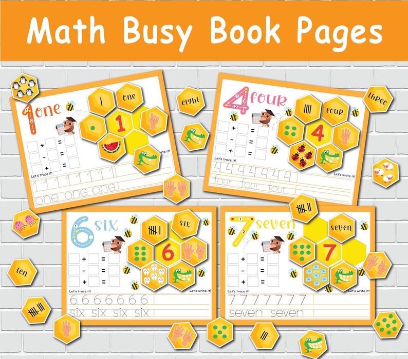 Counting Activity Math Busy Book Pages Preschool Learning Binder ...